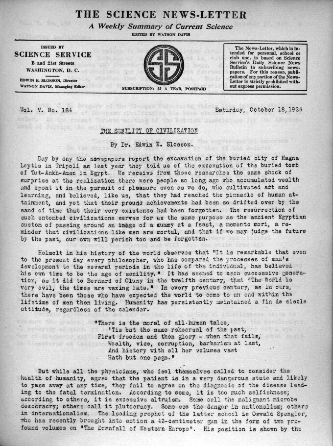 October 18, 1924 | Science News