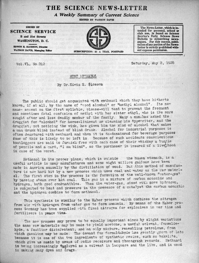 May 2, 1925 | Science News