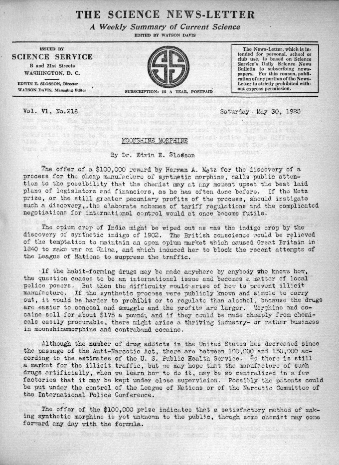 May 30, 1925 | Science News